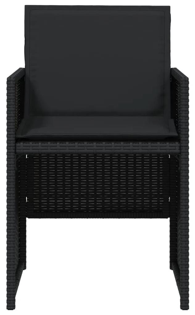 Zahradní židle s poduškami 4 ks černé polyratan - Default Title