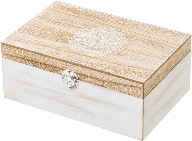 Bílý dřevěný úložný box Unimasa Treasure, 24 x 17 cm