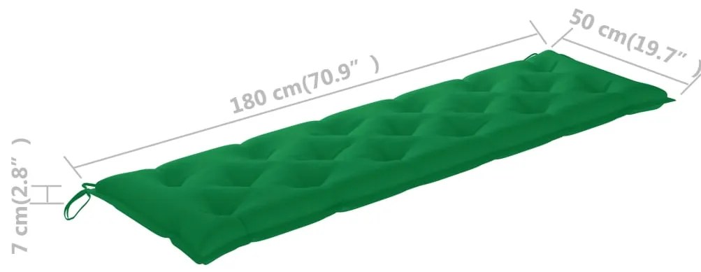 vidaXL Marketos Zahradní lavice se zelenou poduškou 175 cm masivní teak