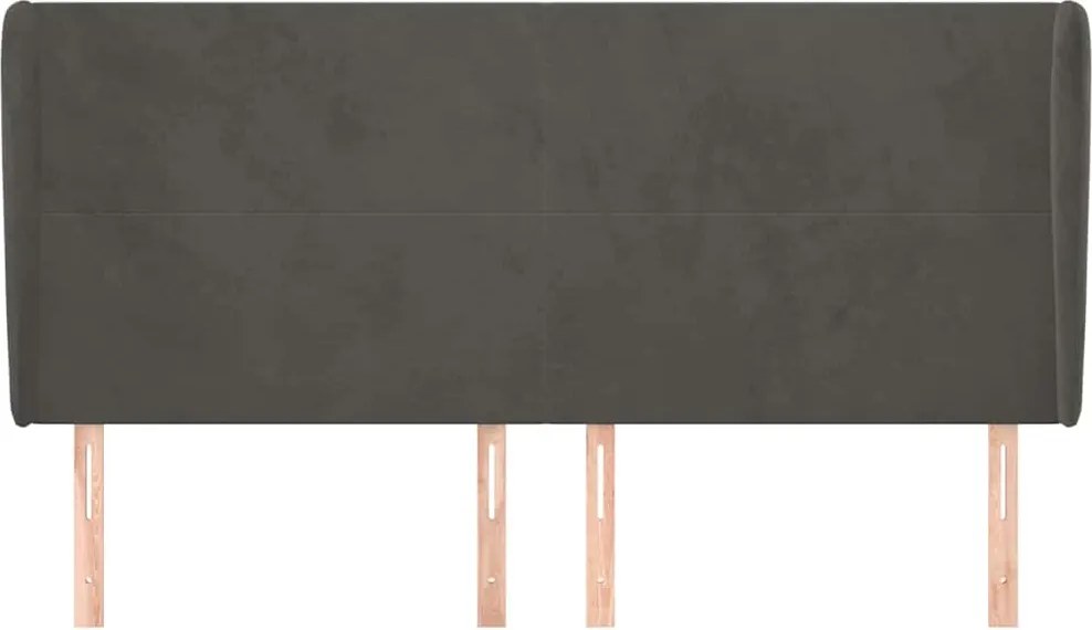 Čelo postele typu ušák tmavě šedé 203x23x118/128 cm samet 3117743