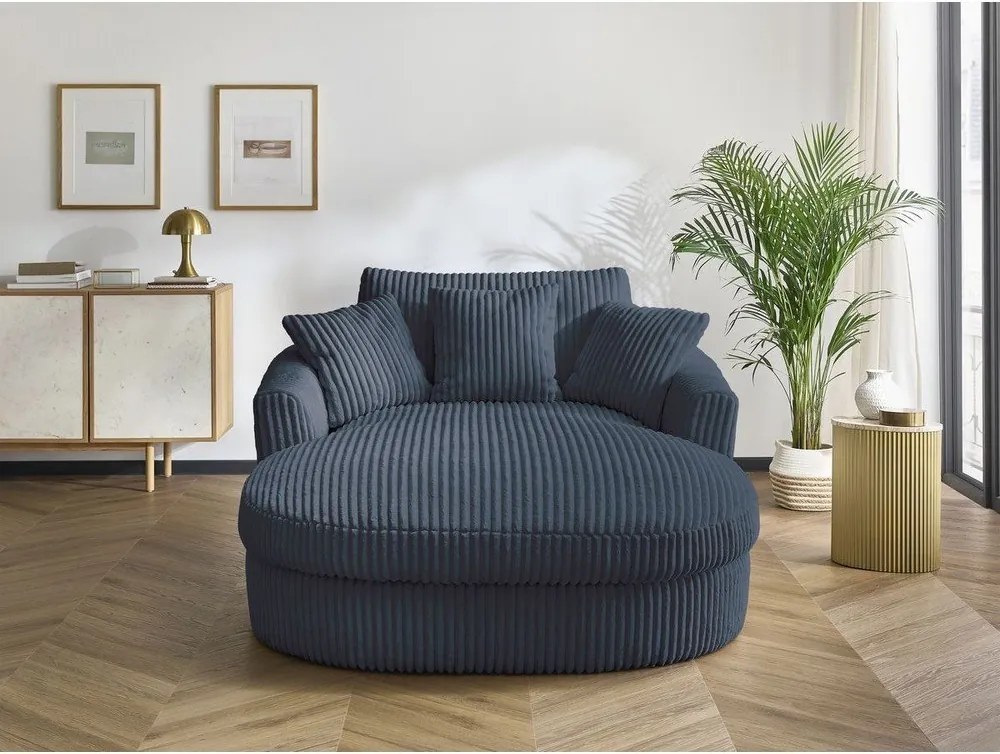 Tmavě modré manšestrové křeslo Belem – Bobochic Paris