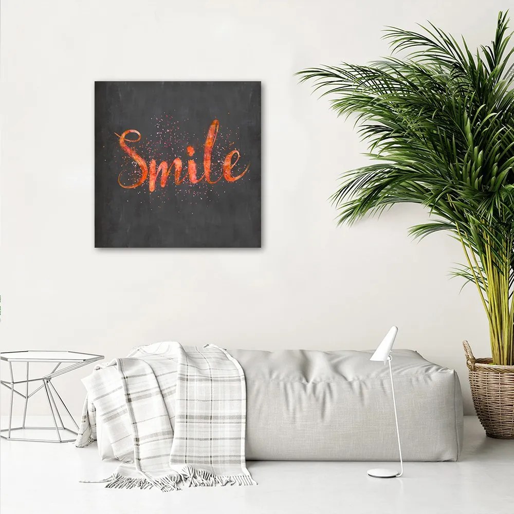 Gario Obraz na plátně Nápis Smile oranžový - Andrea Haase Rozměry: 30 x 30 cm