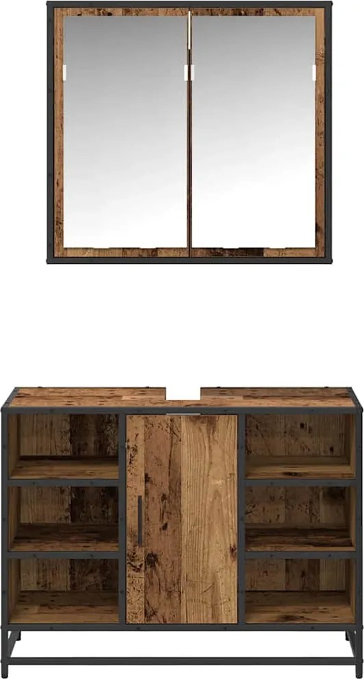 Sada koupelnového nábytku 2 ks Staré dřevo 80 x 33 x 60 cm 3402459