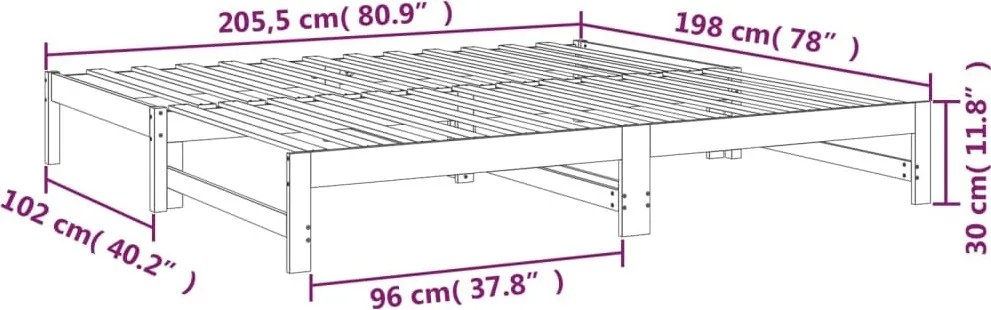 vidaXL Výsuvná postel 2x (100 x 200) cm masivní borovice [823403] Barva: Bílá