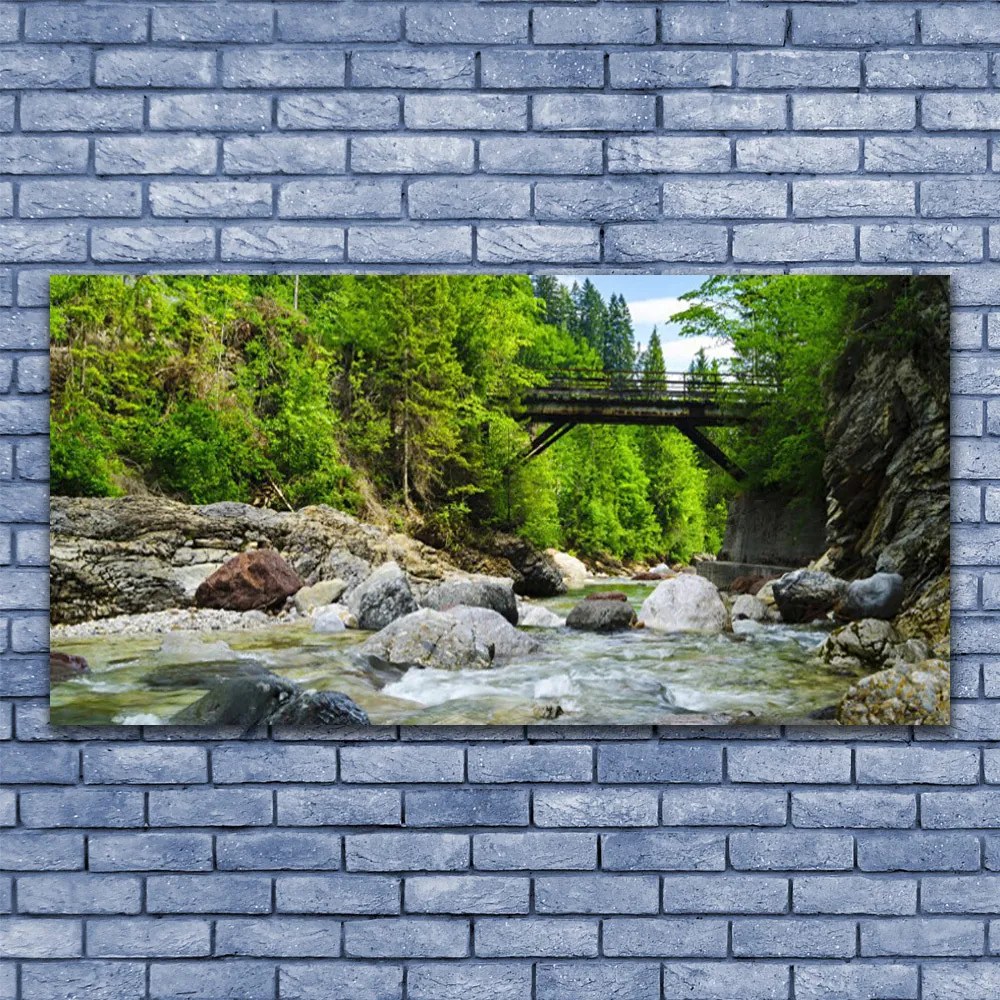akrylový obraz Dřevěný Most v Lese 120x60 cm