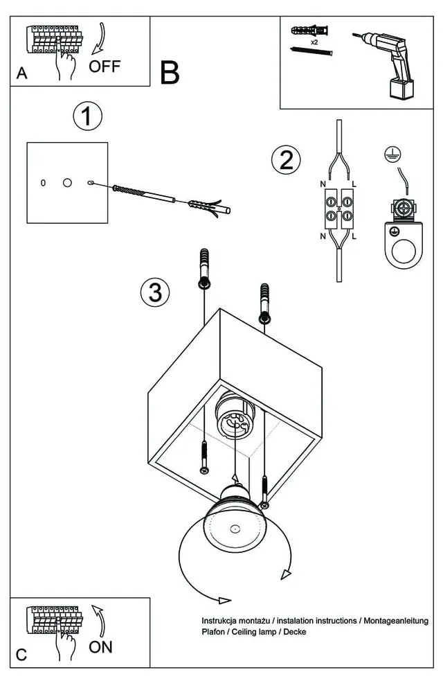 Šedé bodové svítidlo 10x10 cm Geo – Sollux