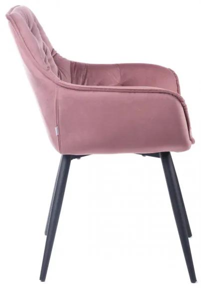 Jídelní židle CHERRY sametová růžová ALL 999158