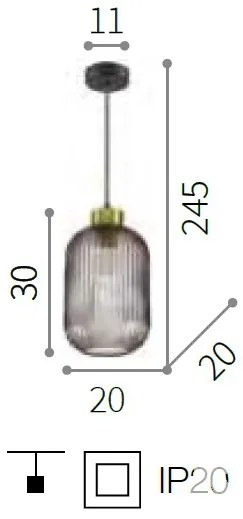 Ideal Lux Závěsné svítidlo MINT-3 SP1, ø 20 cm Barva: Šedá