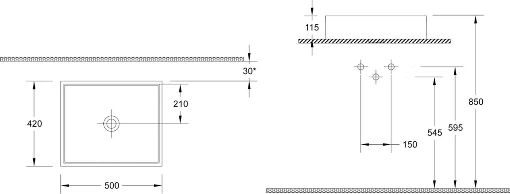 Isvea Isvea, PURITY keramické umyvadlo 50x42cm, na desku, bílá, 10PL66050