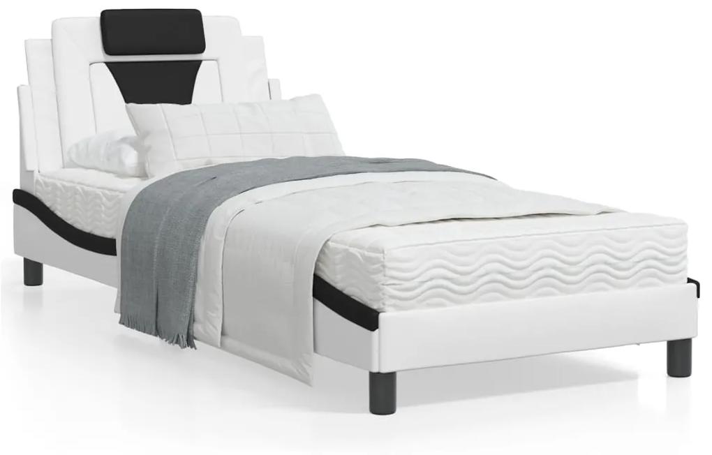 Rám postele s LED osvětlením bílý a černý 90x190 cm umělá kůže,  3213993