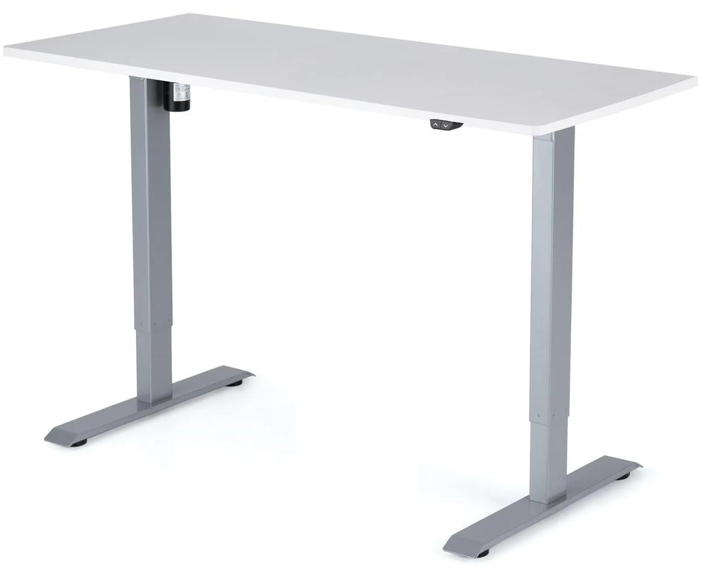 Výškově nastavitelný stůl Liftor 2segmentové nohy šedé,   deska 1380 x 650 x 25 mm bílá