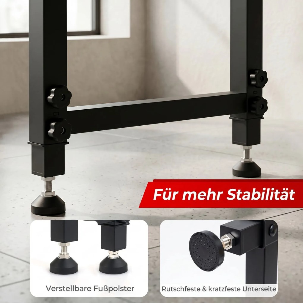 Costway 122 cm odolný pracovní stůl Výškově nastavitelný s kovovým rámem