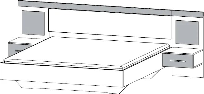 Postel s nočními stolky Kirchberg 180x200 cm, bílá/dub