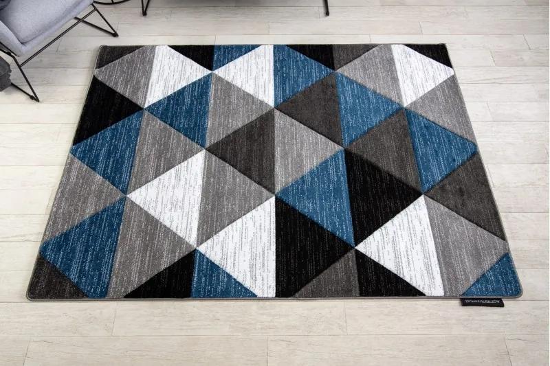 Kusový koberec ALTER Rino trojúhelníky modrý