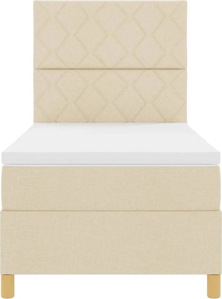 Postel s boxspringem s čelo Krémová 100 x 200 cm textil 3339677