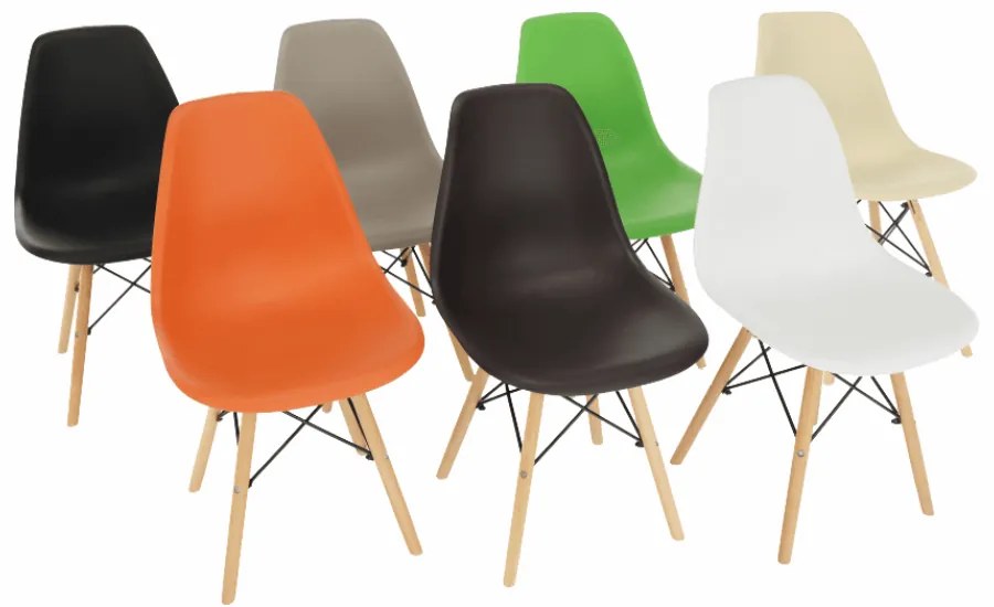 Jídelní židle CINKLA 3 new, plast vanilka, podnož buk, kov černý