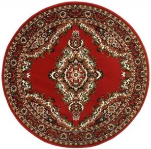 Alfa Carpets, Kusový koberec TEHERAN T-102 red kruh, 190x190 (průměr) kruh, červená, chodba / předsíň