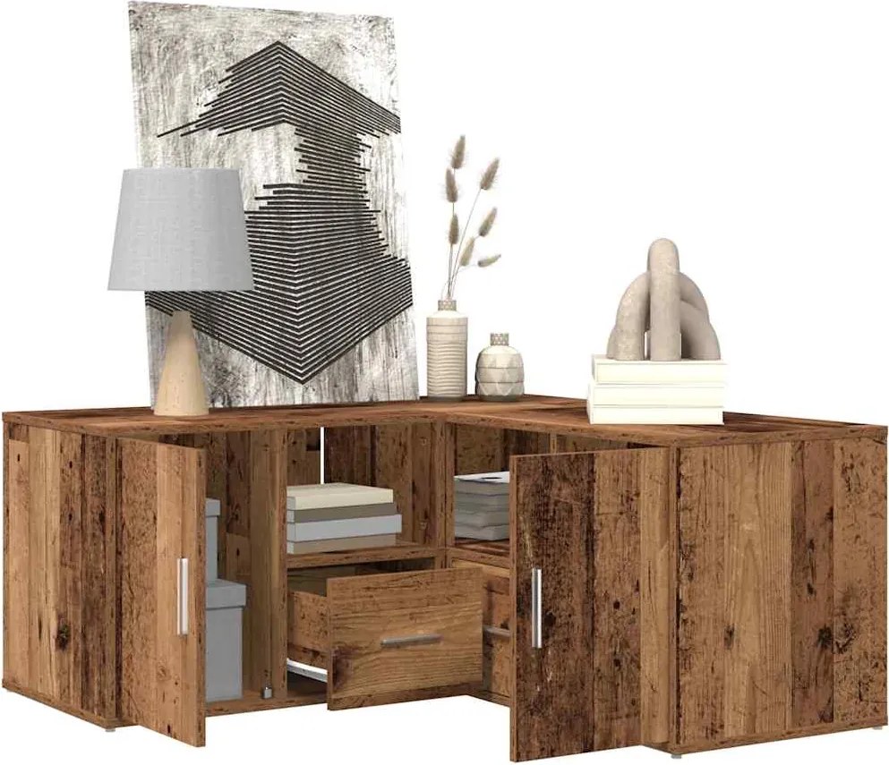 Rohová skříňka old wood 160 x 40 x 45 cm kompozitní dřevo 3307826