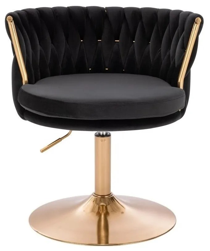 LuxuryForm DESIGN Otočná židle LYON VELUR na zlatém talíři - černá