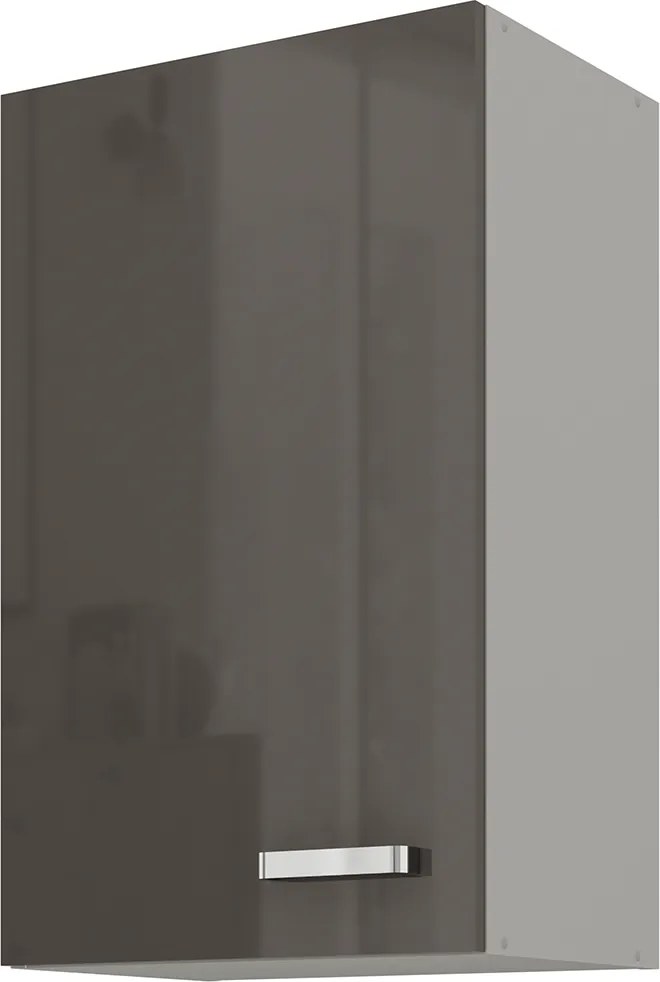 GREY gr | horní skříňka 45 G-72 1F policová | 45 cm | světle šedá/tmavě šedá lesk