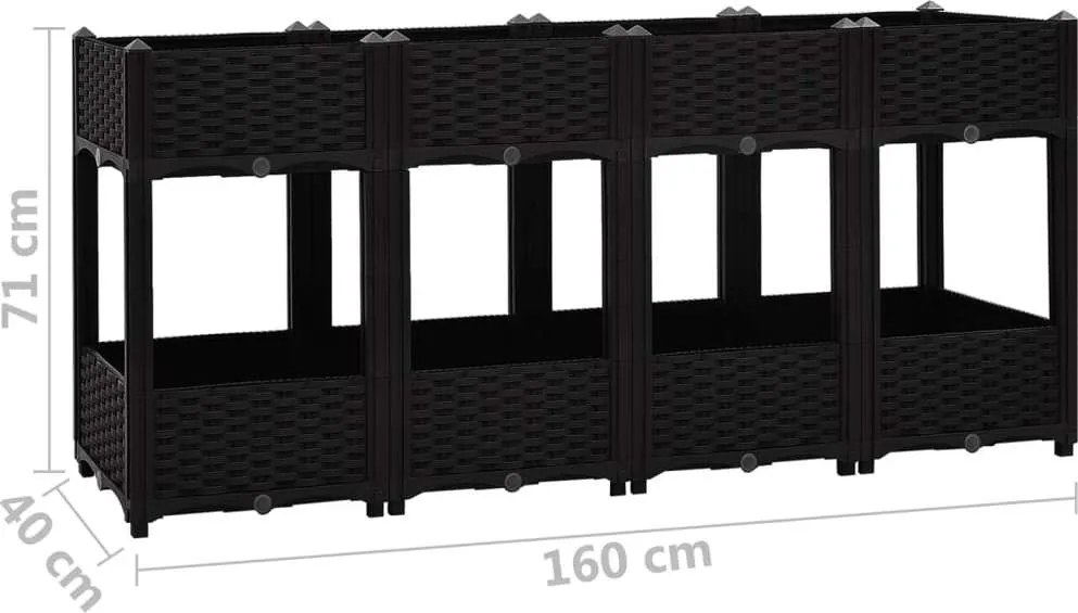 vidaXL Vyvýšený záhon 160 x 40 x 71 cm polypropylen [316537] Barva: Černá