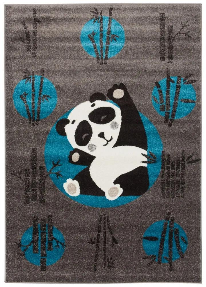 Dětský kusový koberec Panda hnědo modrý, Velikosti 60x110cm