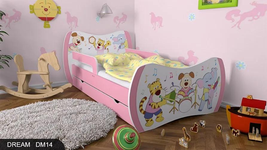 Dětská postel Dream vzor 14 140x70 cm růžová