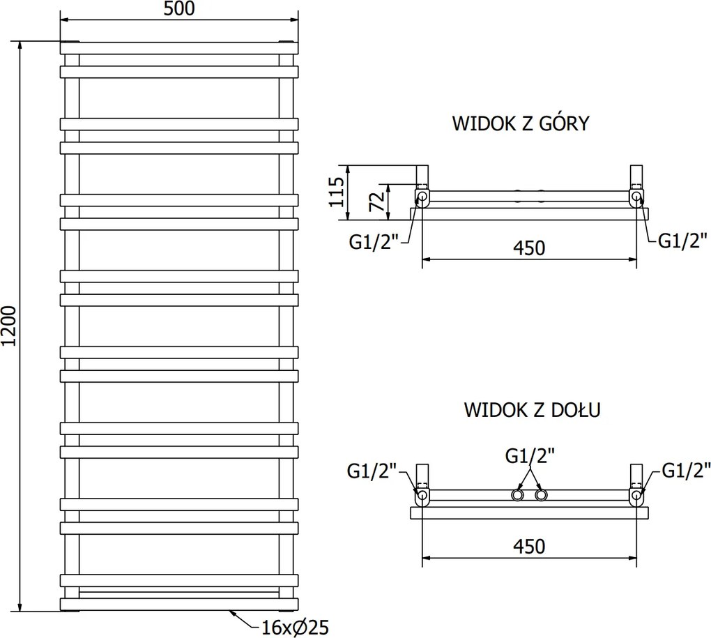 Mexen Saturn, elektrické topné těleso 1200 x 500 mm, 600 W, černá, W108-1200-500-2600-70