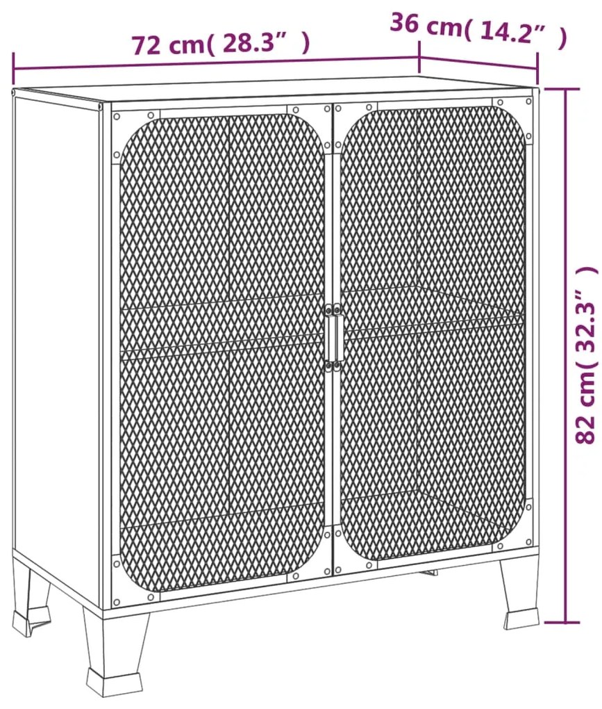 Úložná skříň šedá 72 x 36 x 82 cm kov a MDF - Default Title