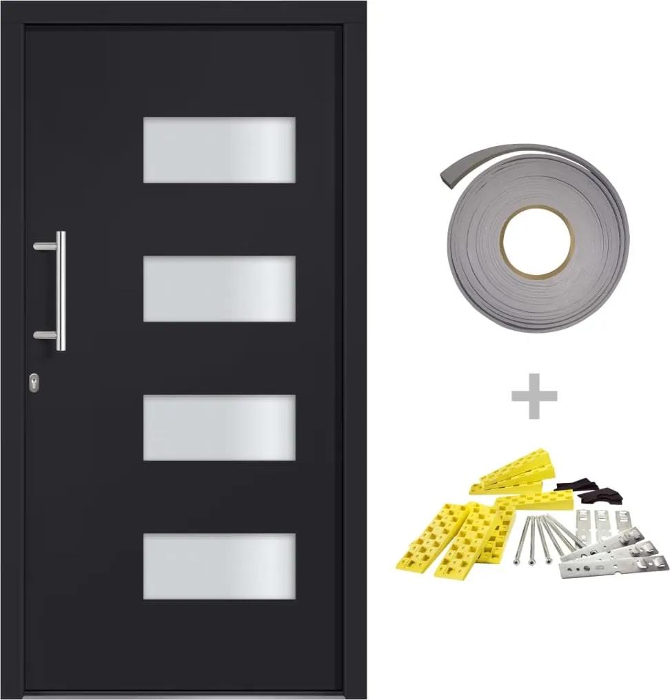 vidaXL Vchodové dveře hliník a PVC 100 x 200 cm [3056821] Barva: antracitová