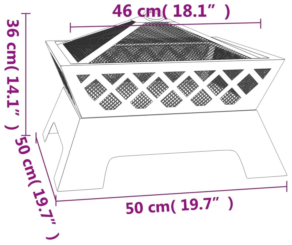 Ohniště s pohrabáčem 50 cm XXL ocel - Default Title