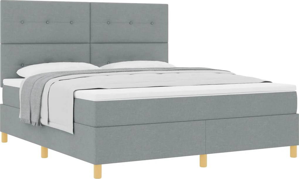 Postel s boxspringem s čelo Světle šedá 180 x 200 cm textil 3339637