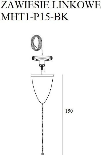 Maxlight MHT1-P15-BK TRACK Zavěšení nastavitelné, 1,5 m lanko, bez uchycení, černé