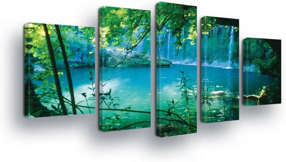 GLIX Obraz na plátně - Tropické Vodopády III 2 x 40x60 / 2 x 30x80 / 1 x 30x100 cm