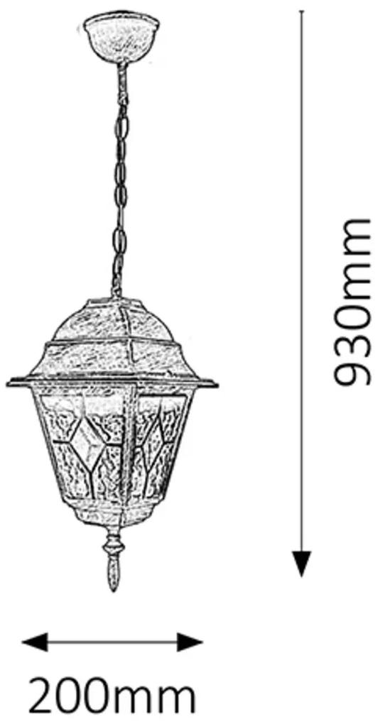 Rabalux Venkovní závěsná lampa Monaco max. 60W | E27 |  IP43 - antická zlatá