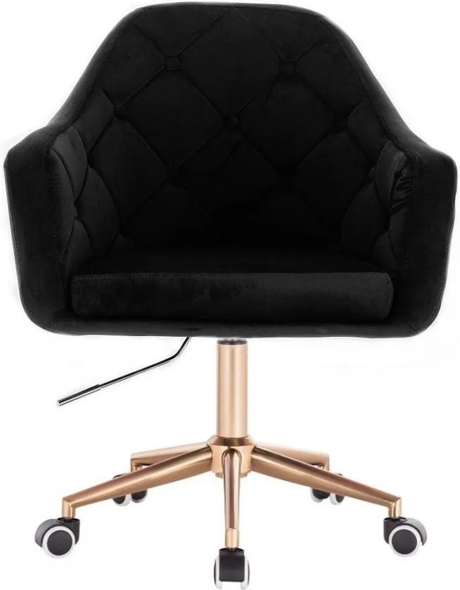 LuxuryForm DESIGN Otočné křeslo ANDORA VELUR na zlaté podstavě s kolečky - černé