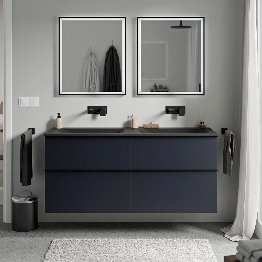 Koupelnová skříňka LAVOA 140 cm s umyvadlem z minerálního odlitku CREAM - možnost volby barvy