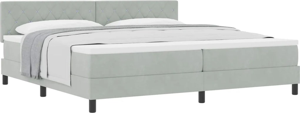 Postel s boxspringem s matrací Světle šedá 200 x 200 cm samet 3339128