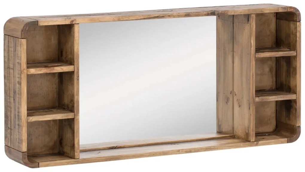 furniture-nabytek.cz - Masivní koupelnové zrcadlo Dingora II z recyklované borovice, lakované, přírodní – 130×60 cm
