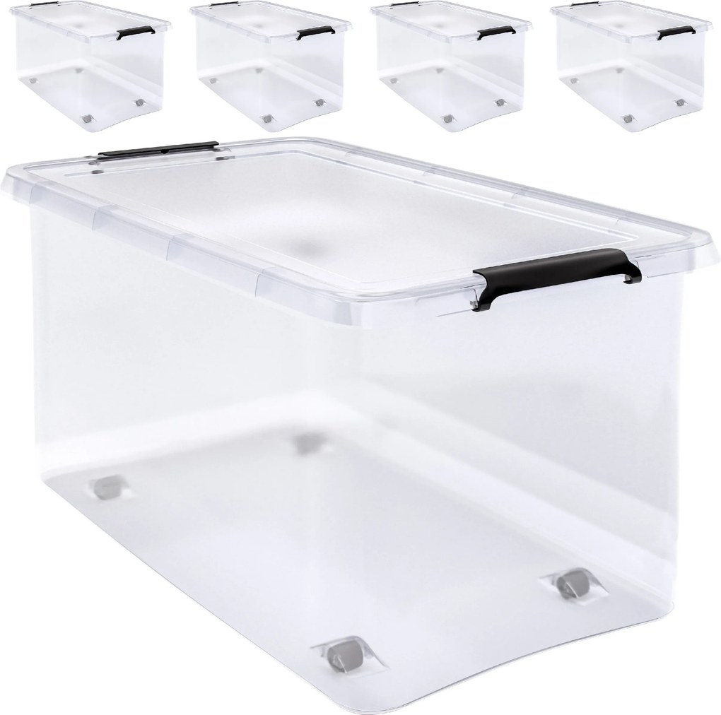 Úložný box sada 4 ks průhledná 60x40x35cm 60L stohovatelný