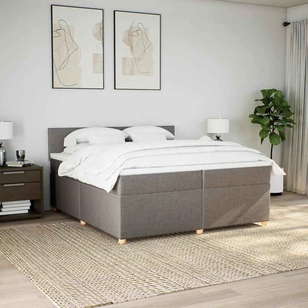 Box spring postel s matrací taupe 200x200 cm textil 3289084