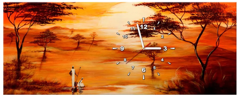 Gario Obraz s hodinami Nádherná Afrika Rozměry: 100 x 40 cm
