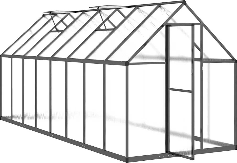 Skleník s podkladovým rámem antracitový 445x169x195 cm hliník 3266334