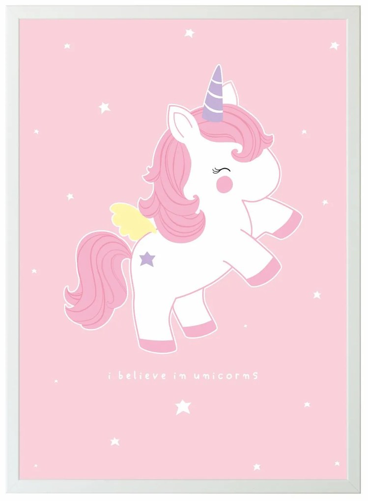 A Little Lovely Company Dětský plakát Baby Unicorn 50x70 cm, růžová barva, papír