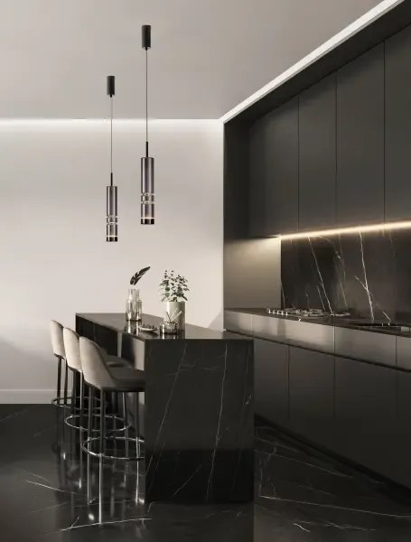 LED černo-šedý moderní lustr Bento 180