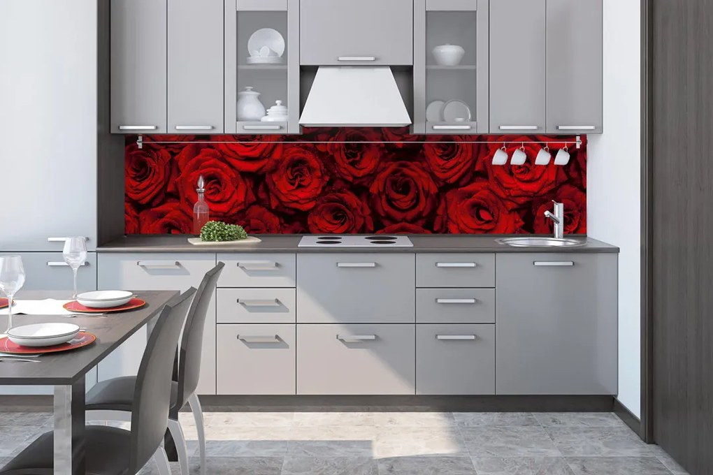 DIMEX | Fototapeta do kuchyně Rudé růže KI-260-132 | 260 x 60 cm | červená