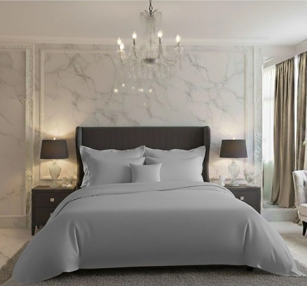 Saténové povlečení LUXURY COLLECTION světle šedé - 1x 140/220, 1x 70/90cm