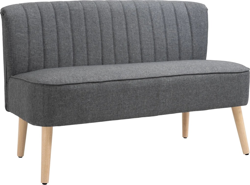 HOMCOM dvojsedák – kompaktní čalouněná pohovka v lněném vzhledu do obývacího pokoje, ložnice i menších prostor, šedá (117 × 56,5 × 77 cm) | Aosom