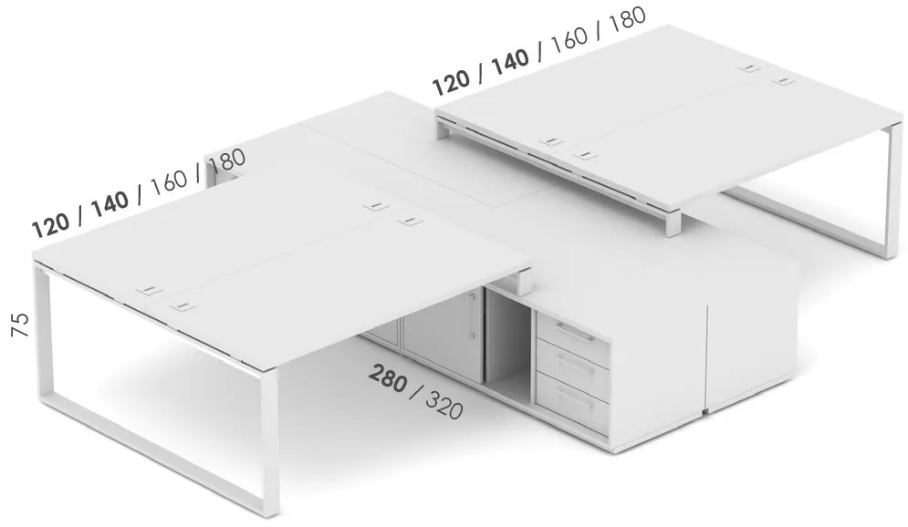 NABYTEK-DESIGNOVY.CZ - DEBZ23O - Kancelářská sestava EPIC Z23 O pro 4 osoby, dub/černá