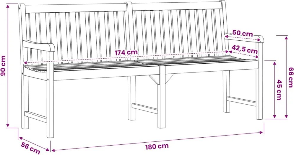 Zahradní lavice 180 cm masivní akáciové dřevo 316612